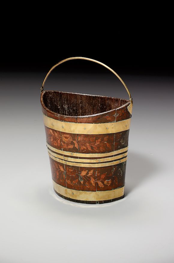 Bonhams : A late 18th century mahogany and Dutch marquetry Peat Bucket,