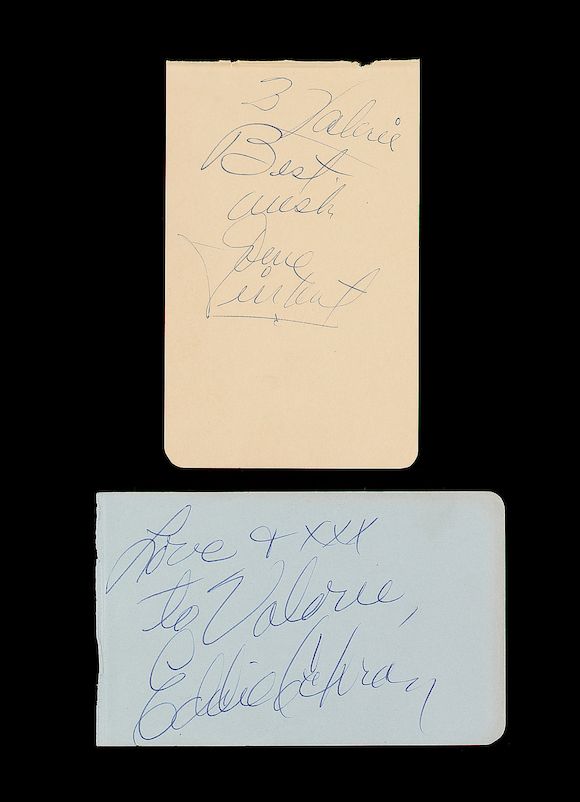 Bonhams : Autographs of Eddie Cochran and Gene Vincent, 1960,