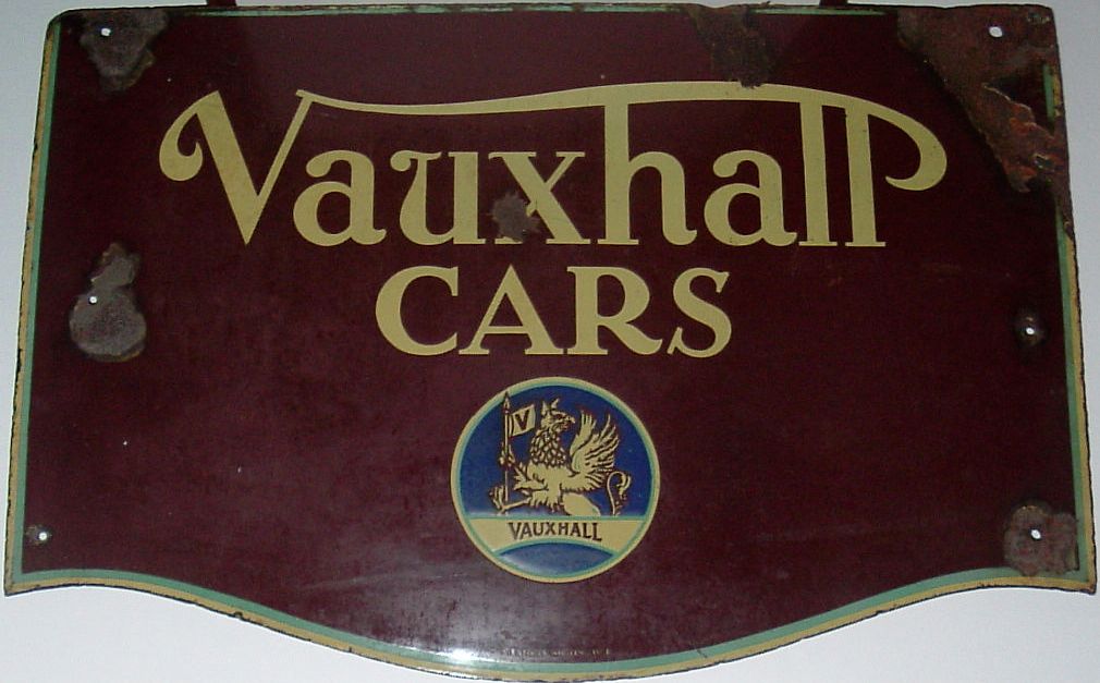 Bonhams Cars : A rare double sided ‘Vauxhall Cars’ enamel on tin ...