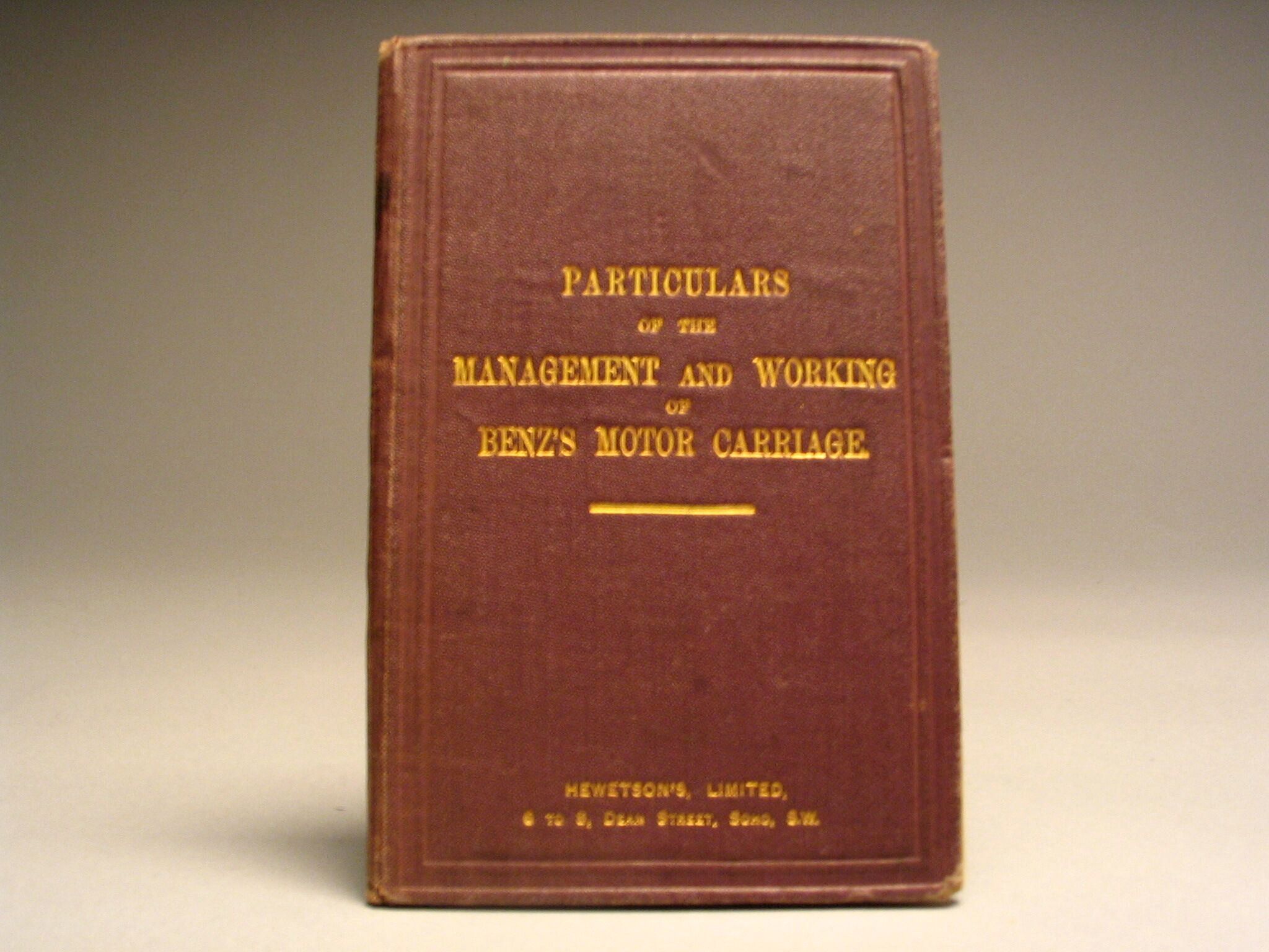 Bonhams Cars : Particulars of the Management and Working of Benz's ...