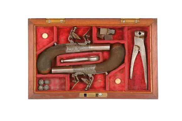 Bonhams : A Fine Cased Pair Of Flintlock Box-Lock Pocket Pistols Of ...