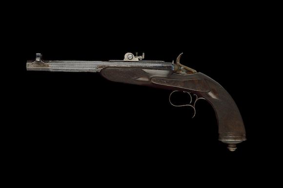 Bonhams : A FINE CONTINENTAL 6MM SINGLE-SHOT TARGET PISTOL In a wooden case