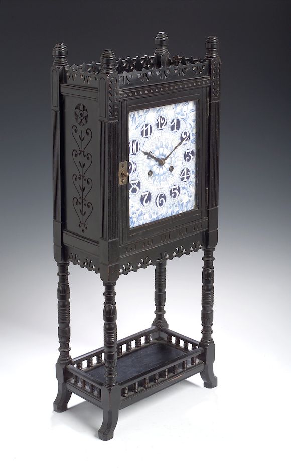 Bonhams : Lewis F Day, An Aesthetic Movement ebonised wood clock,