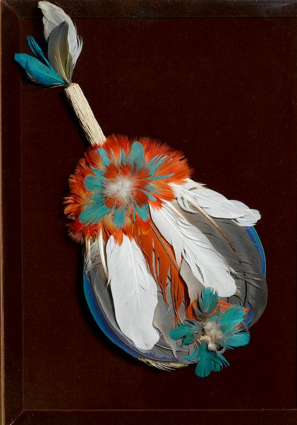 Bonhams : Three Amazonian Feather Objects 38cm. maximum length 3