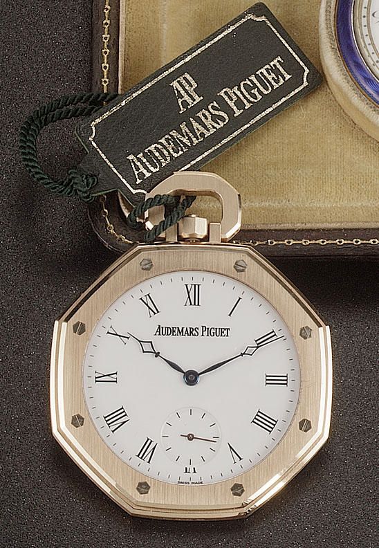Bonhams : Audemars Piguet. A fine 18ct rose gold octagonal pocket watch ...