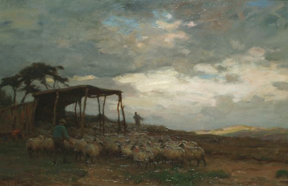 Bonhams : William Pratt (1854-1936) The way to the fold 48.3 x 74cm (19 ...