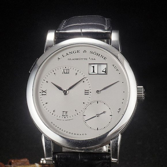 Bonhams : A. Lange & Sohne. A fine platinum gentlemans wristwatch with ...