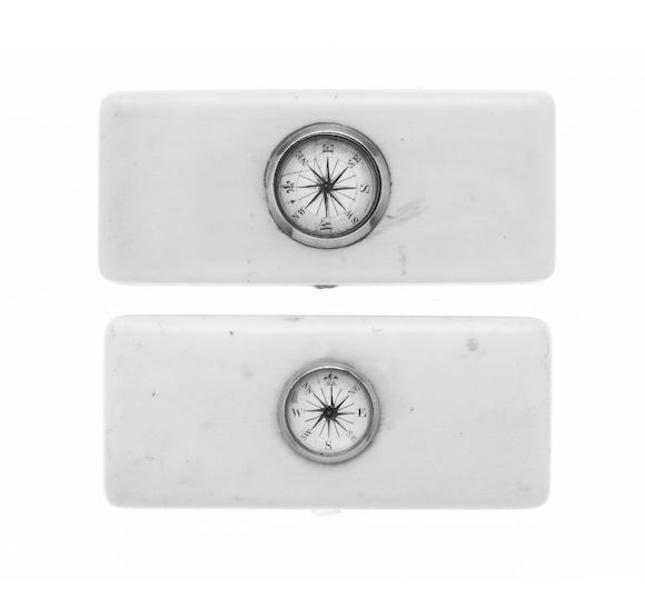 Bonhams : Two early 19th century compass-mounted ivory toothpick cases,