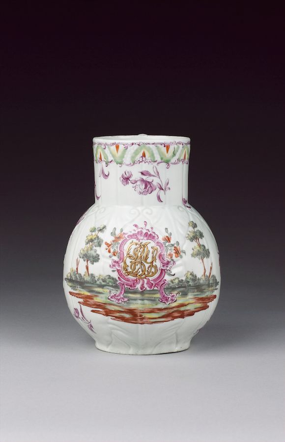 Bonhams : A magnificent Worcester 'Dutch Jug' circa 1757-58