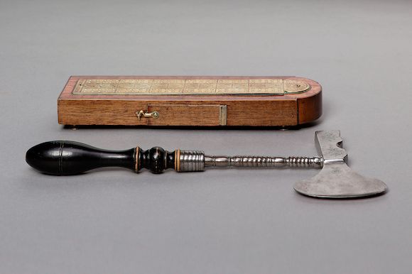 Bonhams : An early 19th century French steel sugar cutter and hammer