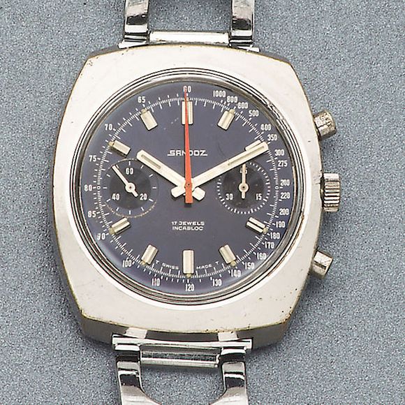 Bonhams : Chrome plated antimagnetic chronograph wristwatch'Sandoz' no ...