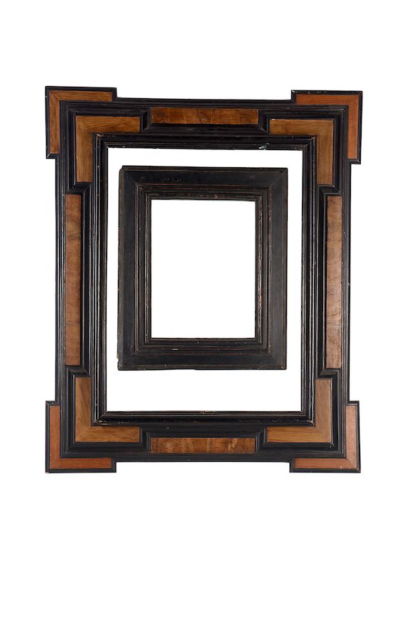 Bonhams : A Dutch 18th Century wood veneered and ebonised moulding frame,