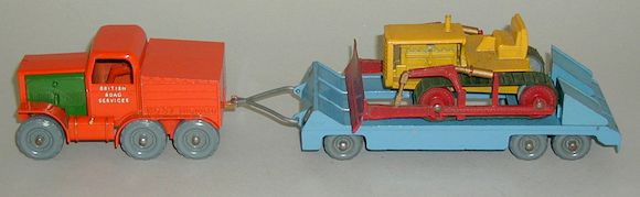Bonhams : Lesney large Prime Mover, Trailer and Bulldozer
