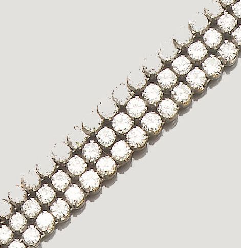 Bonhams : A diamond-set line bracelet