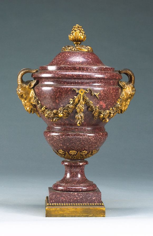 Bonhams : A 19th century gilt bronze mounted porphyry Urn,