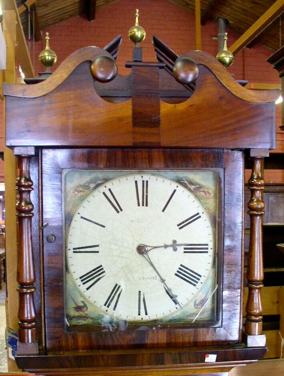 Bonhams : An oak and rosewood crossbanded thirty-hour painted dial ...