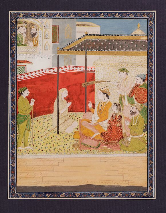 Bonhams : A Prince and his consort receiving a visiting brahmin in a ...