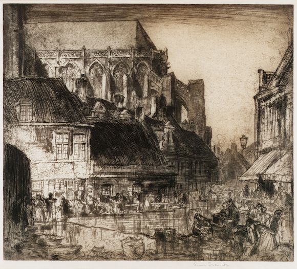 Bonhams : Frank Brangwyn Apse of St Walburgh, Furnes Etching, 1908, on wove, with margins ...