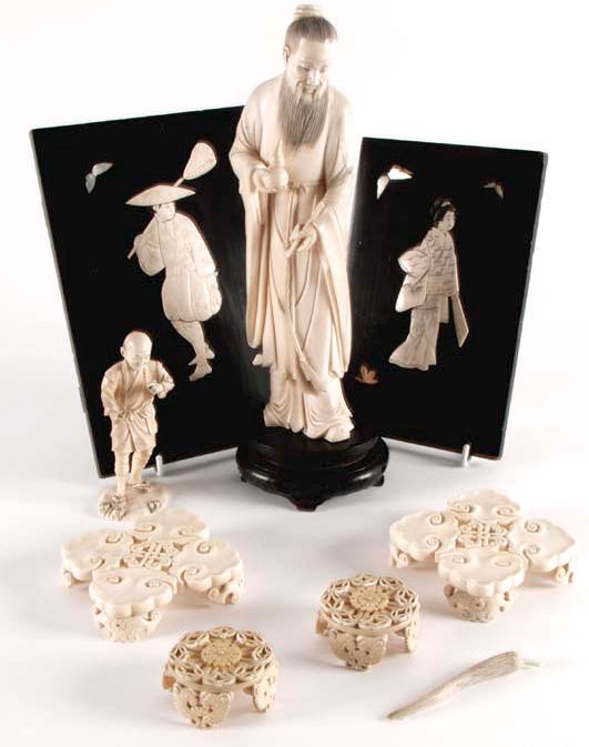Bonhams : A small collection of 19th Century carved ivory