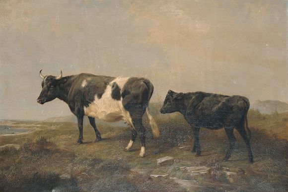 Bonhams : Friedrich Wilhelm Keyl (German 1823-1871) Cow and calf, 38 x ...