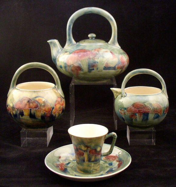 Bonhams : A good Moorcroft 'Claremont' tea set, circa 1913-1916,