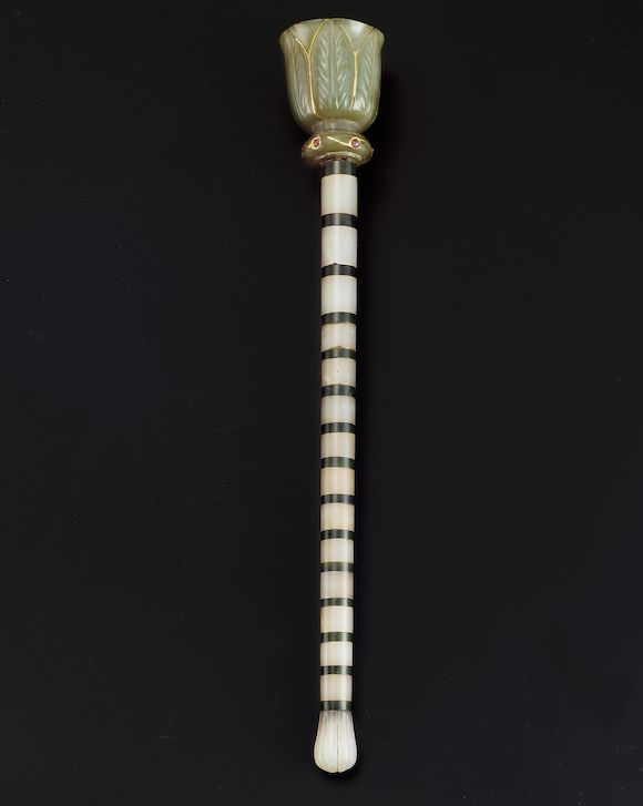 Bonhams : A Mughal gem-set jade Fly Whisk India, late 17th/ early 18th ...