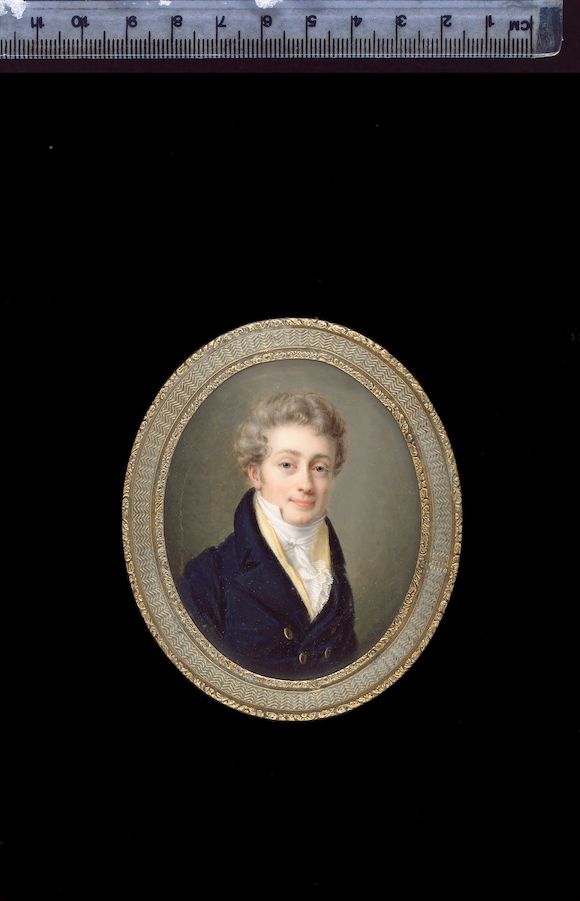 Bonhams : Mlle. Virginie Hüe de Bréval, A Gentleman, wearing blue coat ...