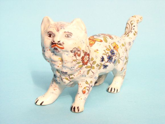 Bonhams : A French faience figure of a cat