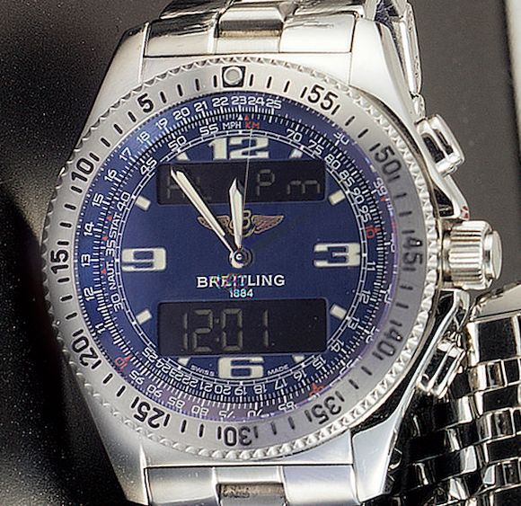 Bonhams : Breitling. A stainless steel dual display chronograph ...