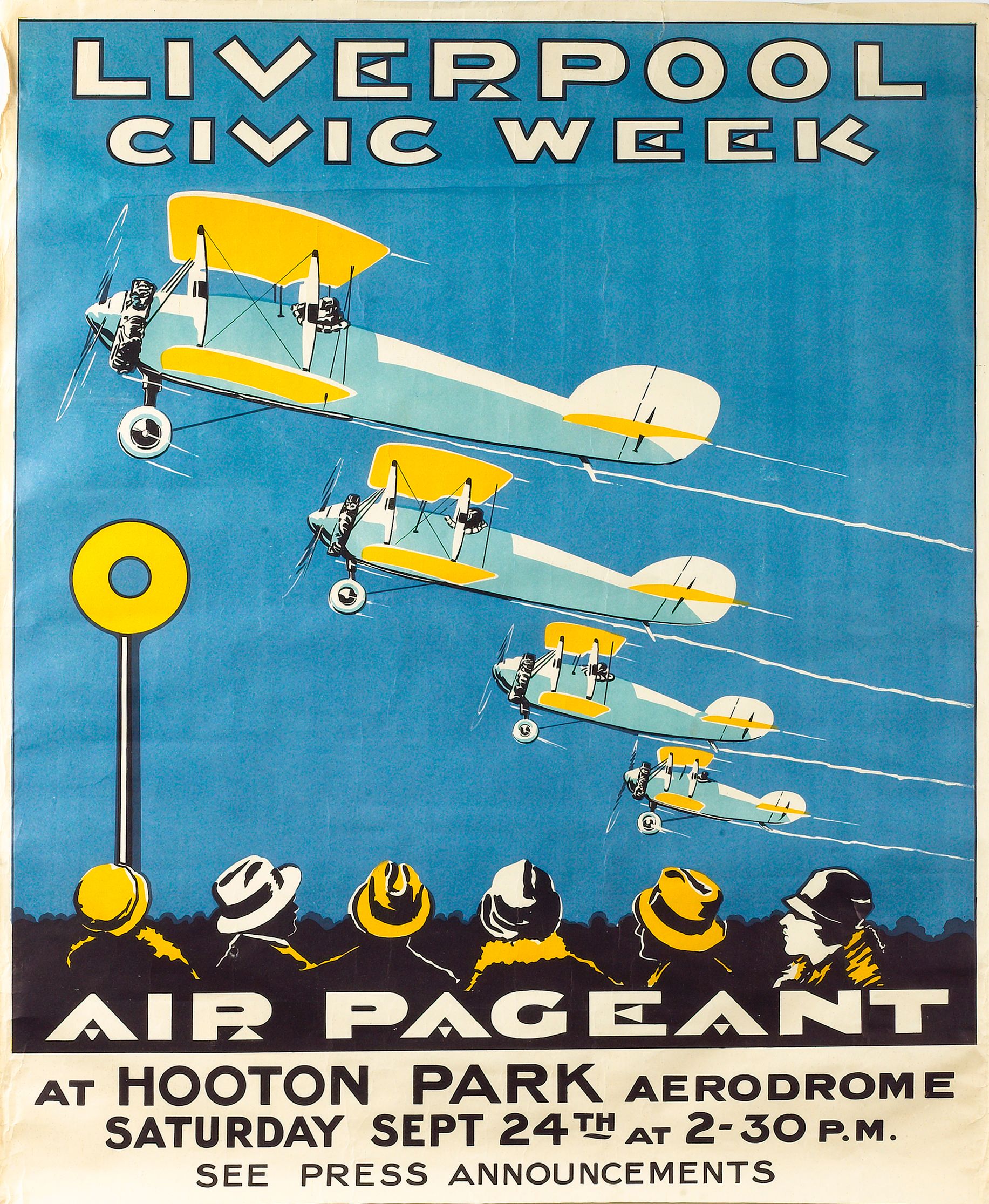 Bonhams Cars : A scarce Liverpool Civic Week Air Pageant poster, circa 1930, 63 x 78cm (24¾ x 30¾in)