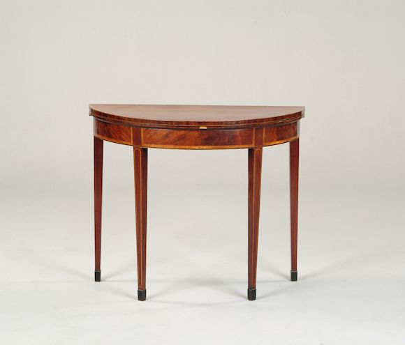 Bonhams : A George III mahogany D-shaped card table