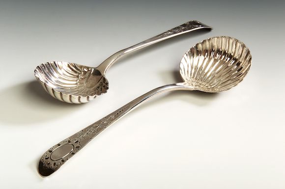 Bonhams : A pair of Irish sauce ladles, marks rubbed, Dublin circa .......