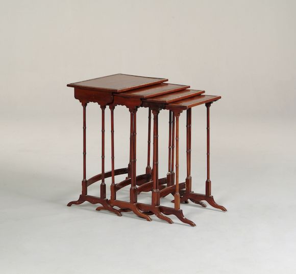 Bonhams : A set of four George III style mahogany quartetto tables