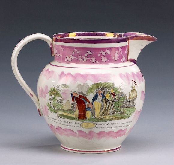 Bonhams : A Scott's Southwick Pottery Sunderland pink lustre jug, circa ...