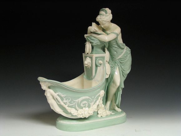 Bonhams : A Minton green and white glazed centrepiece,