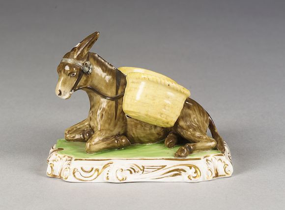 Bonhams : A Copeland and Garrett porcelain model of a donkey, circa 1835,