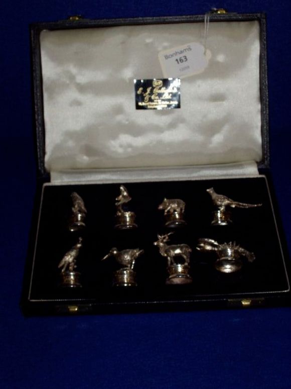 Bonhams : A set of eight silver placecard holders, maker's mark PLD ...