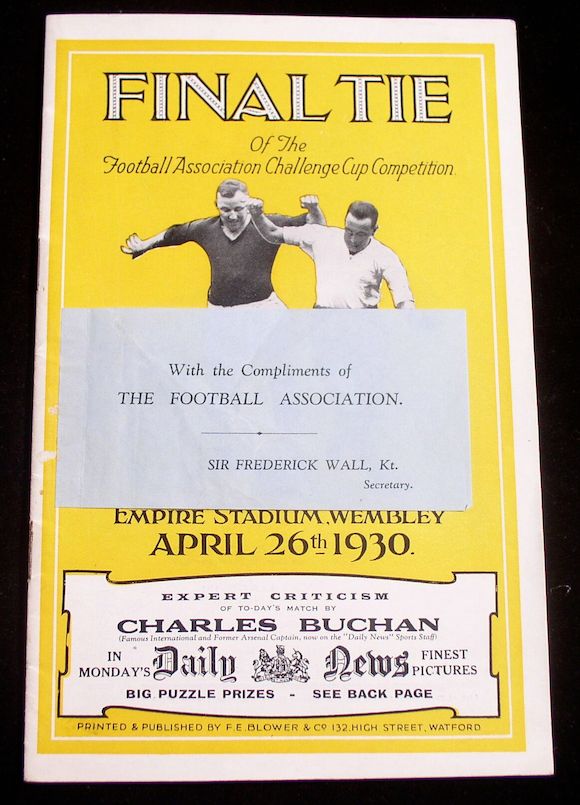 Bonhams : F.A Cup Final 1930 programme,
