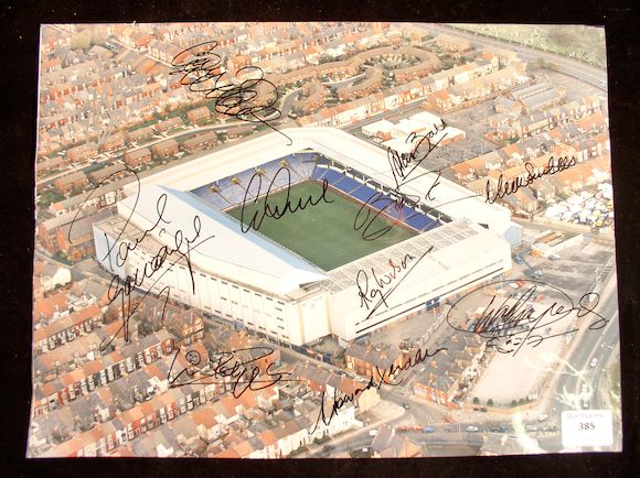 Bonhams : Everton signed photograph, over view of Stadium, hand signed ...