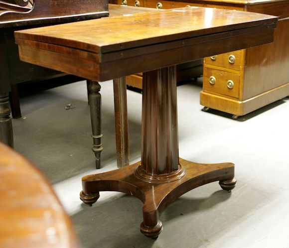 Bonhams : A Victorian fold-over Tea Table, 77cm x 97cm x 48cm