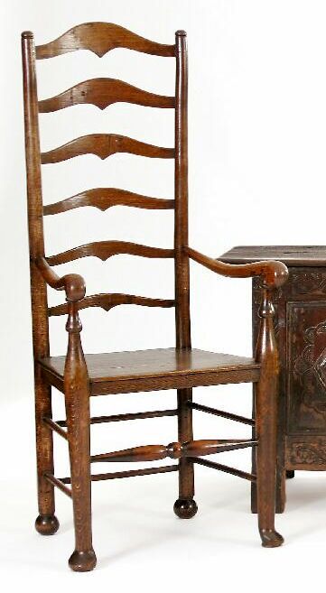 Bonhams : An unusual 19th Century oak and ashwood high back ladder back ...