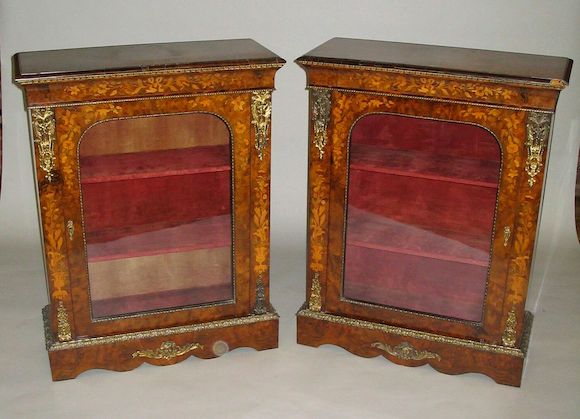 Bonhams : A pair of mid-19th Century Louis XV style burr walnut, floral ...