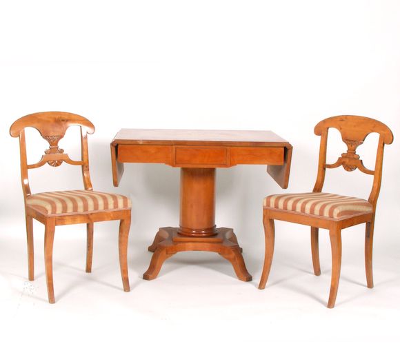 Bonhams : A set of five Karl Johan style satin birch dining chairs