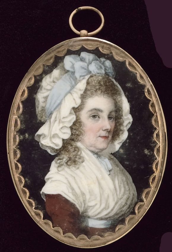 Bonhams : Frederick Buck, A Lady, wearing brown dress with pale blue ...