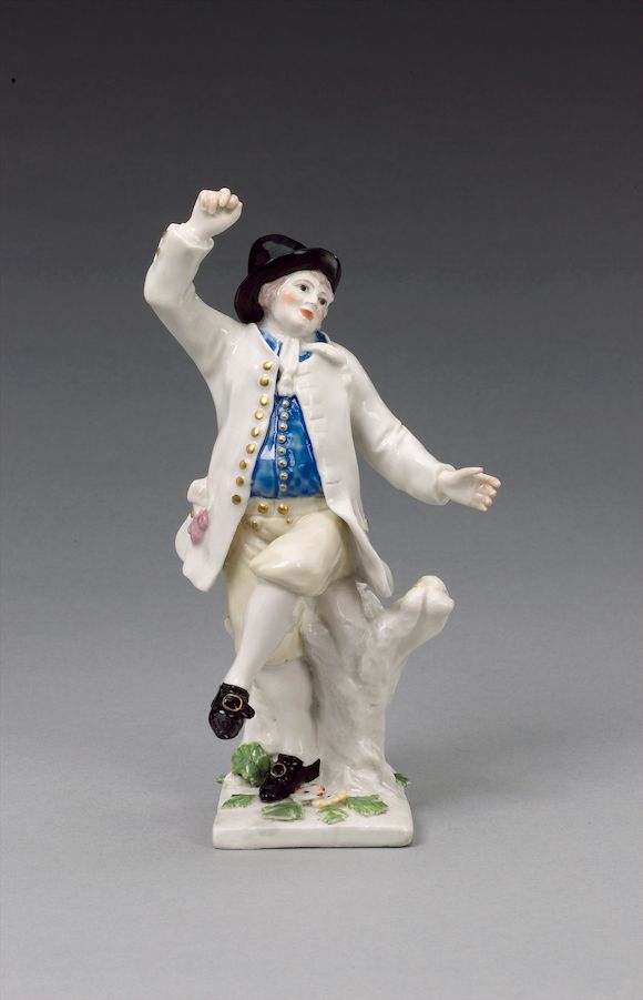 Bonhams : A rare Chelsea figure of a dancing peasant circa 1755