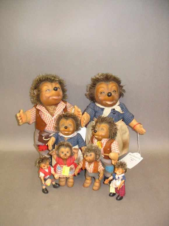 Bonhams : Eight Steiff Mecki and Micki Hedgehogs, German 1950's 8