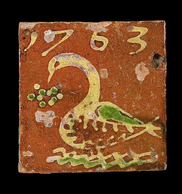 Bonhams : A Dutch slipware tile, dated 1763, together with four Dutch ...