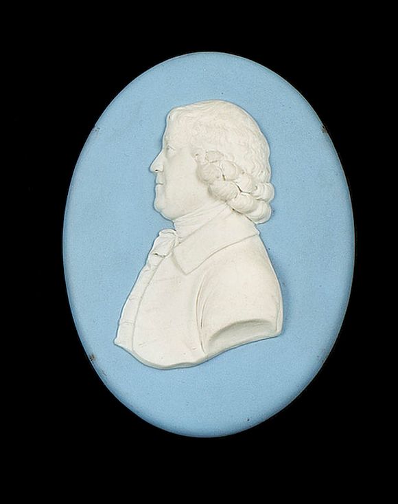 Bonhams : A Wedgwood solid blue jasper portrait plaque of Josiah ...