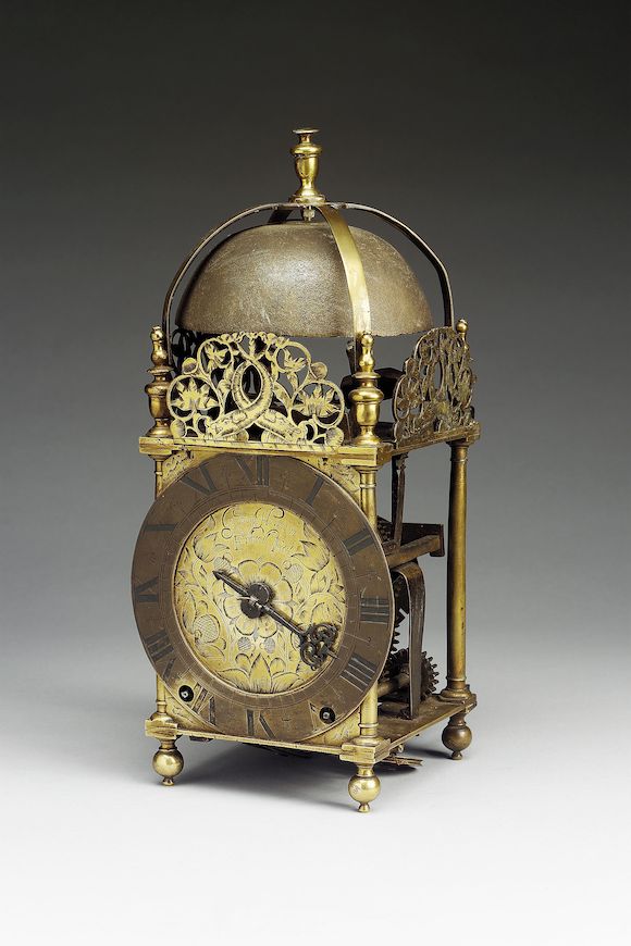 Bonhams : A fine and rare late 17th century lantern clock with barrel ...