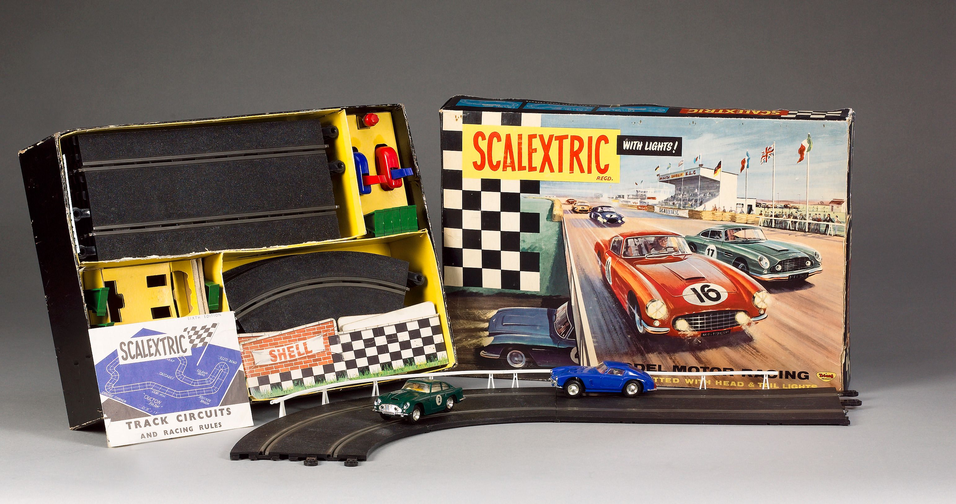 1960s Scaletrix, set number 60, with Aston Martin DB4 and Ferrari 250 ...